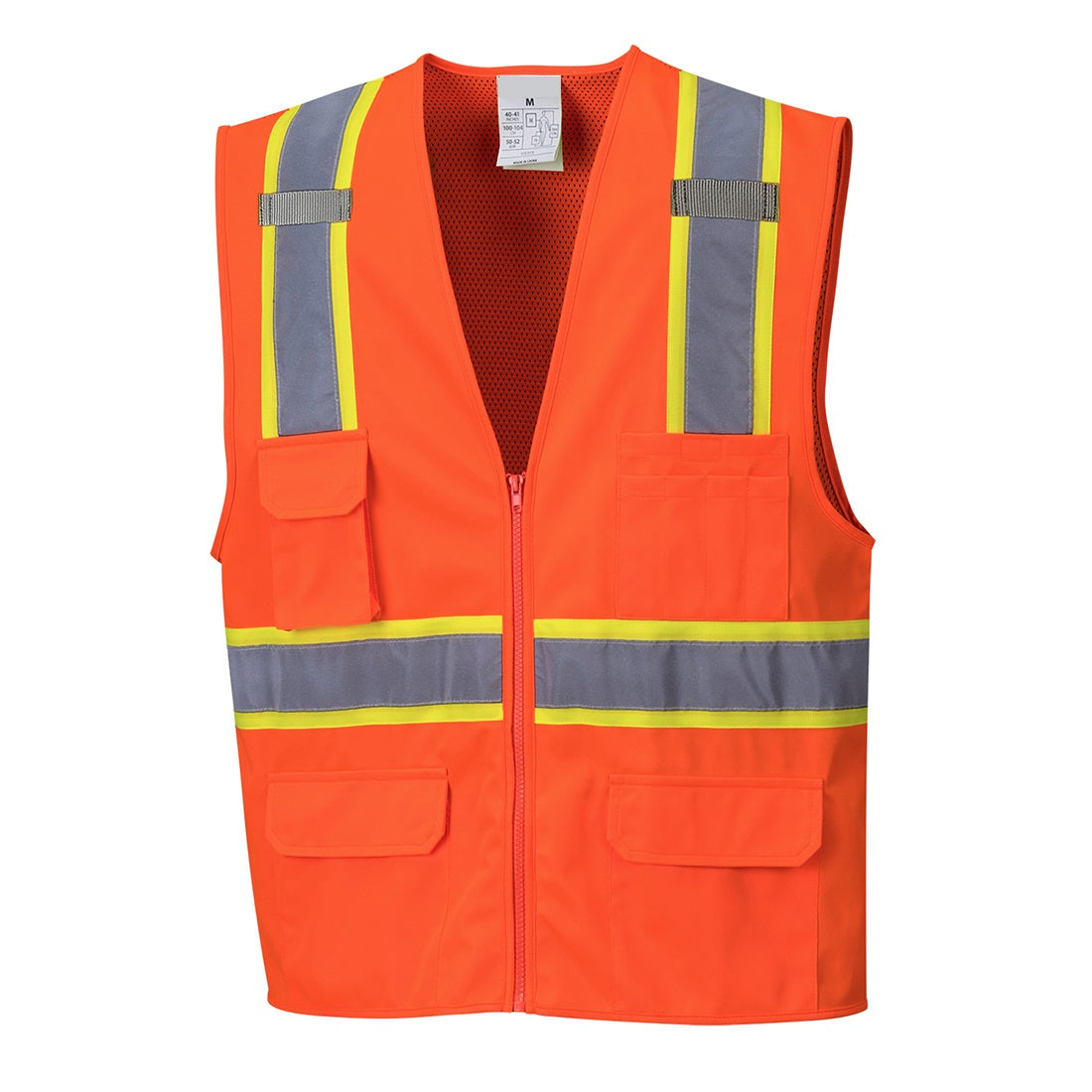 Custom Orange Class 2 Safety Vest with Cooling Mesh Back